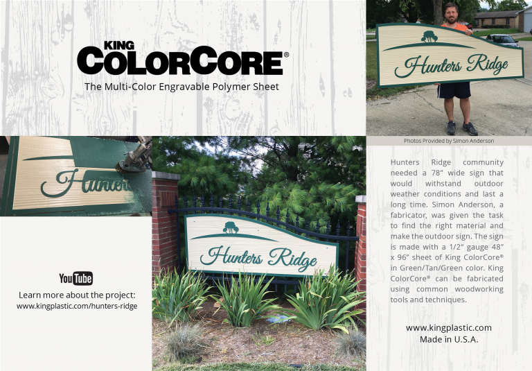 HUNTERS RIDGE SIGN MADE WITH KING COLORCORE® | King Plastic Corporation