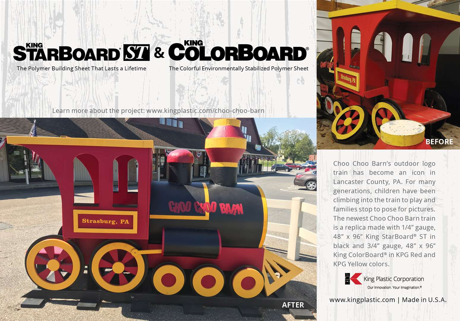 CHOO CHOO BARN'S OUTDOOR LOGO TRAIN - King Plastic Corporation